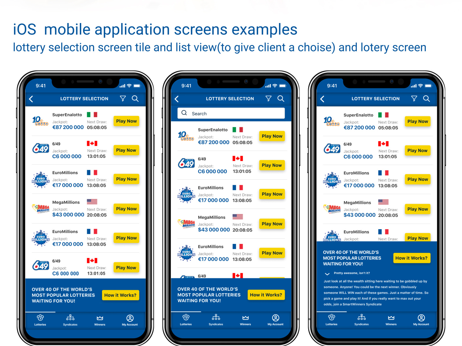 iOS mobile App Screens example. by Olesya Levytska on Dribbble