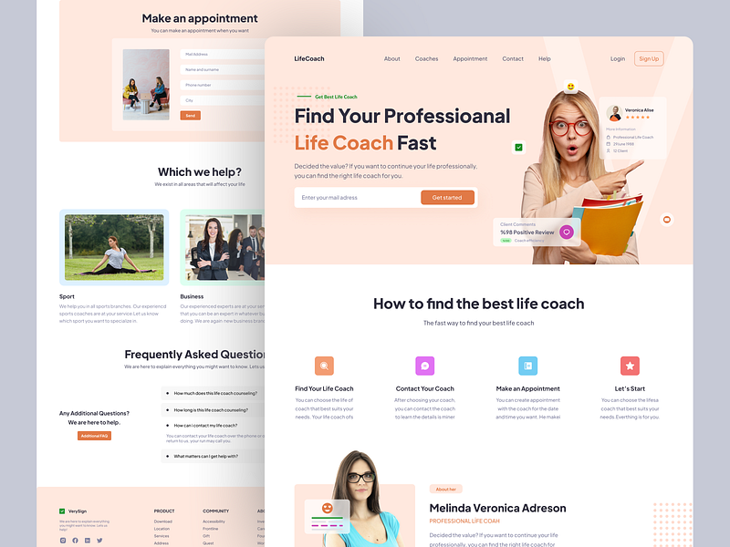Life Coaching Landing Page by Caglar Cebeci on Dribbble