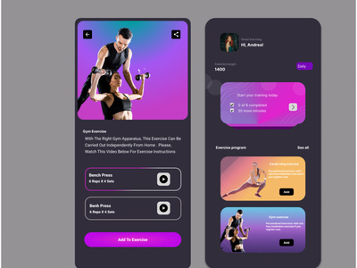 Profile page for user #excercise app by David Iluyemi on Dribbble