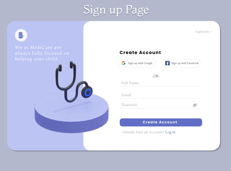 Sign-up page for a clinic or medical website by Rezaul Babloo on Dribbble