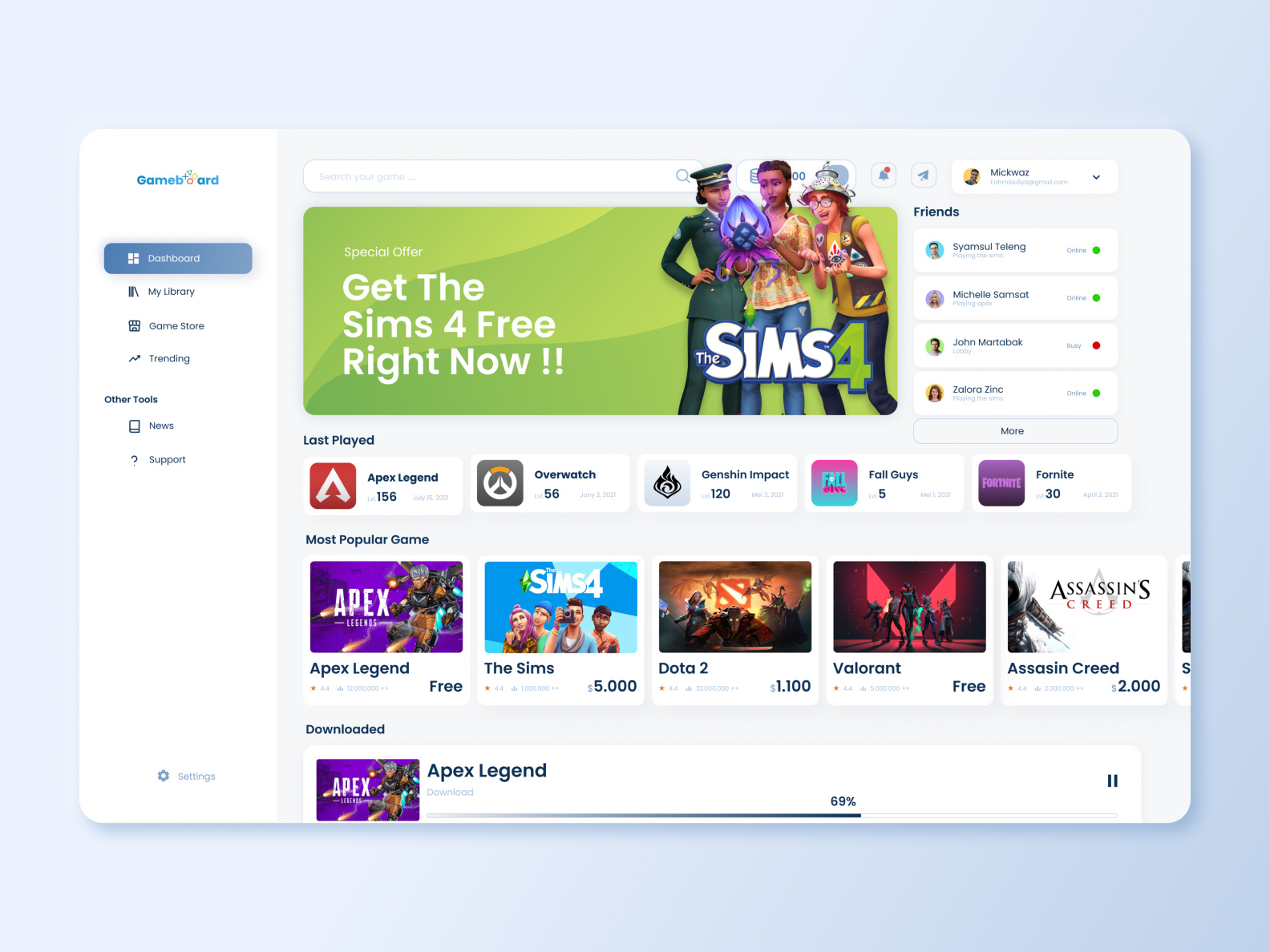 Dashboard Game - Exploration by Fahmi Auliya on Dribbble