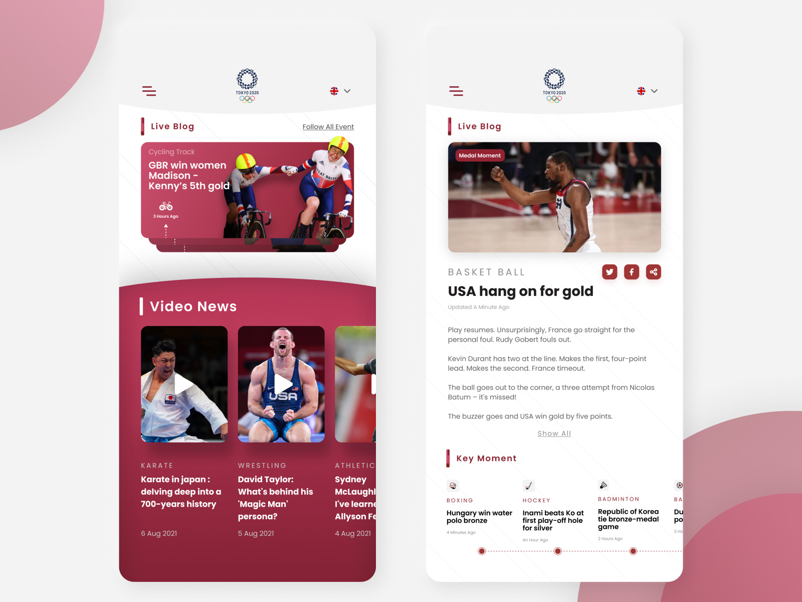 Olympics Mobile Apps - Exploration by Fahmi Auliya on Dribbble