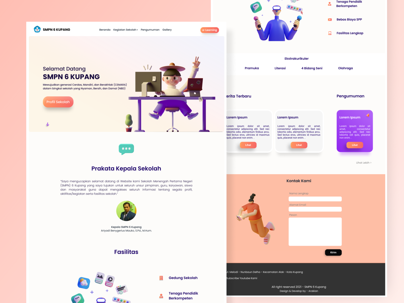 SMPN 6 Kupang - Web Design | Landing page by Alxvnder on Dribbble