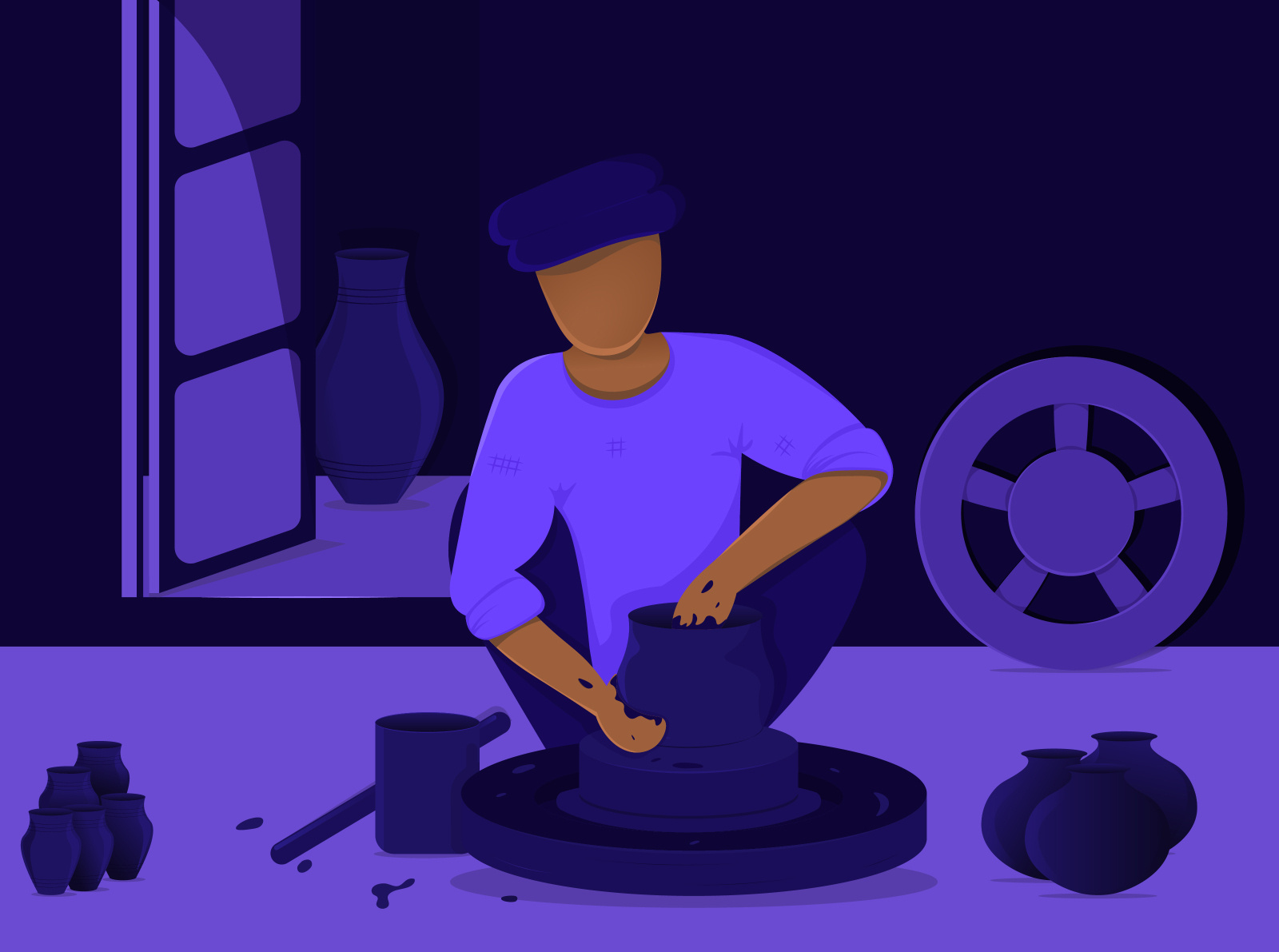 Illustration - Indian Potter by Bhautik Thummar on Dribbble