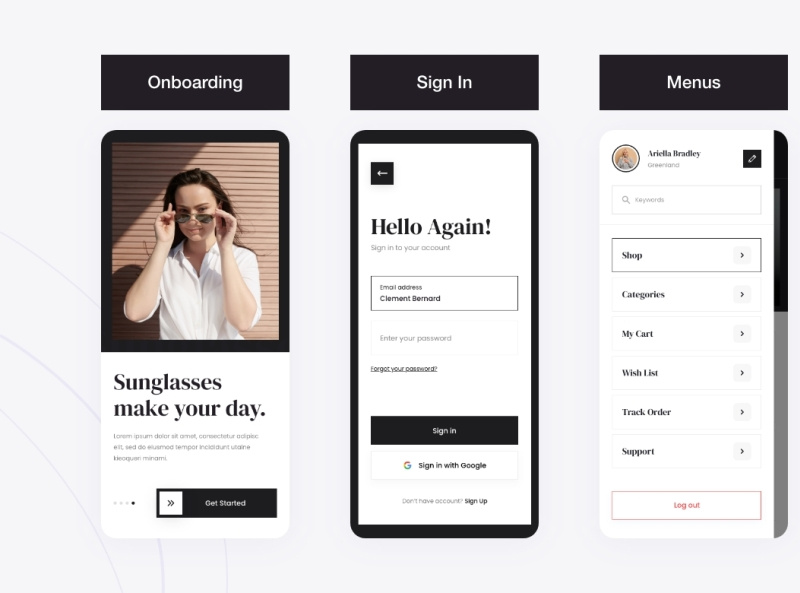 Brille - Glasses Store Mobile App UI Kit by Anggi Krisna for Selaras ...