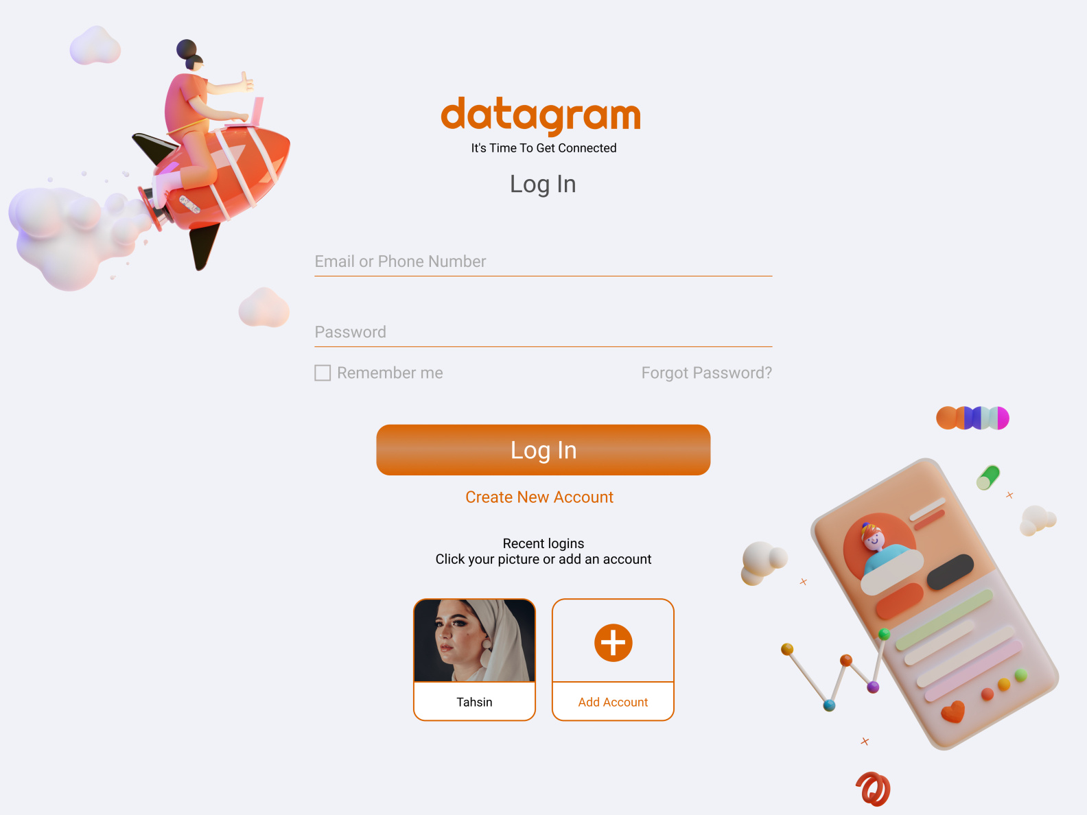 Social Media Web LogIn UI | Datagram by Tahsin Tamanna on Dribbble