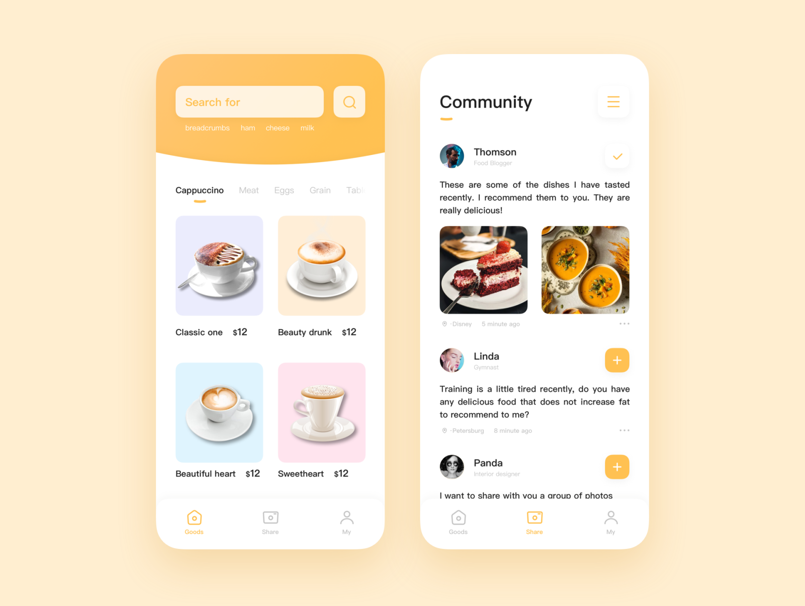 Food sharing app by 林木 on Dribbble