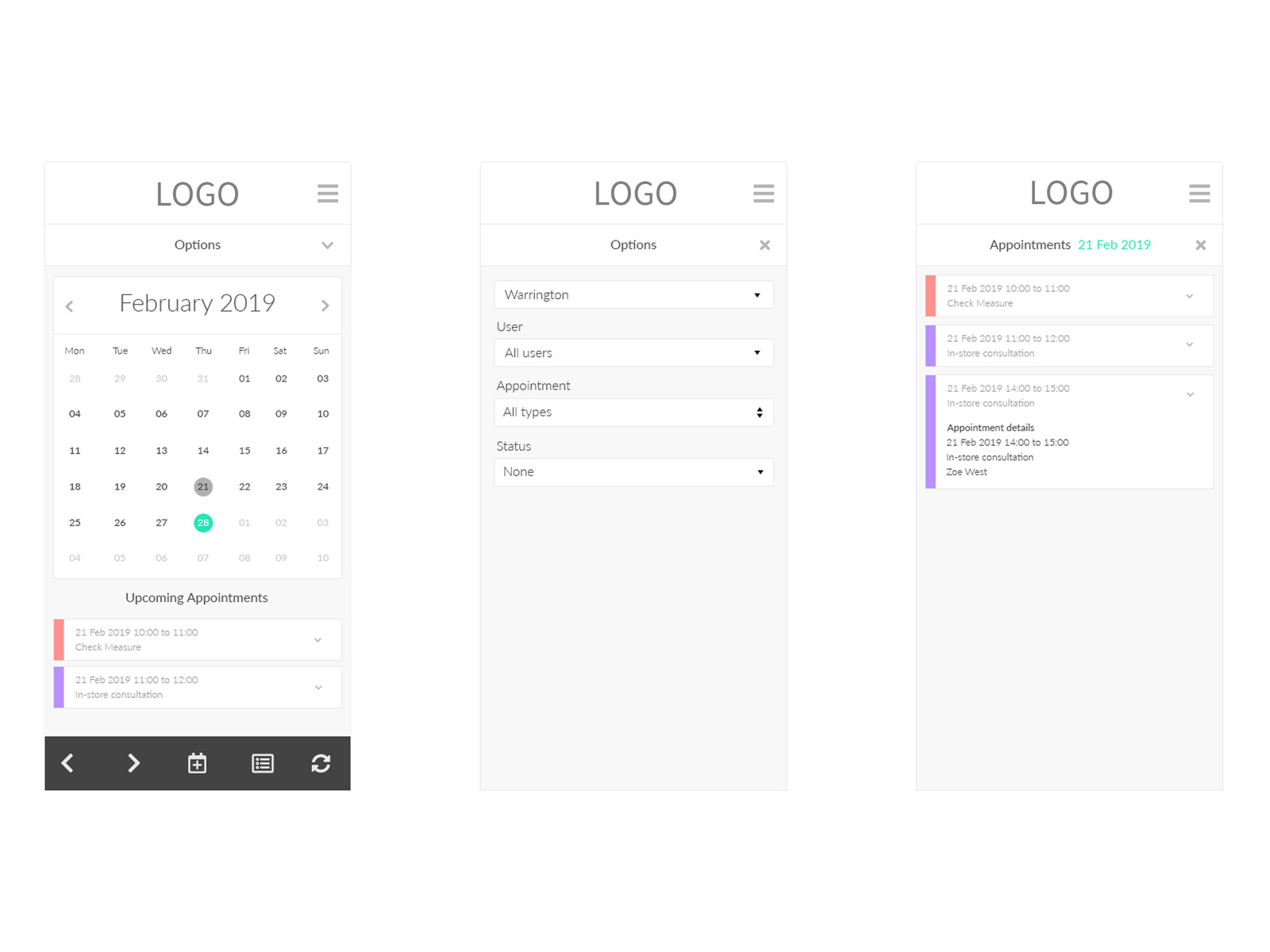 Calendar App Design by Zoe on Dribbble