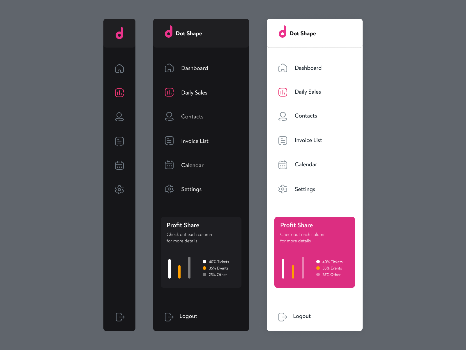 Sidebar Navigation By Dot Shape On Dribbble