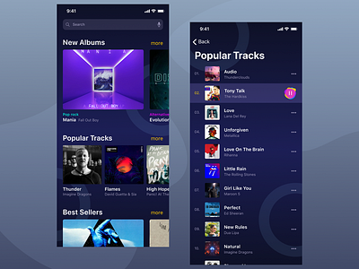 Music App / Part 2 by Tanya Kremnova on Dribbble