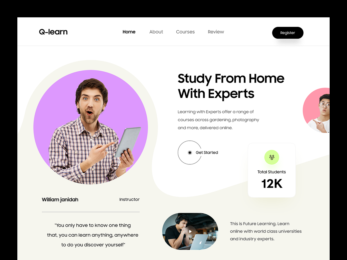 E learning platform Website Header Design by Glow for Piqo Studio on ...