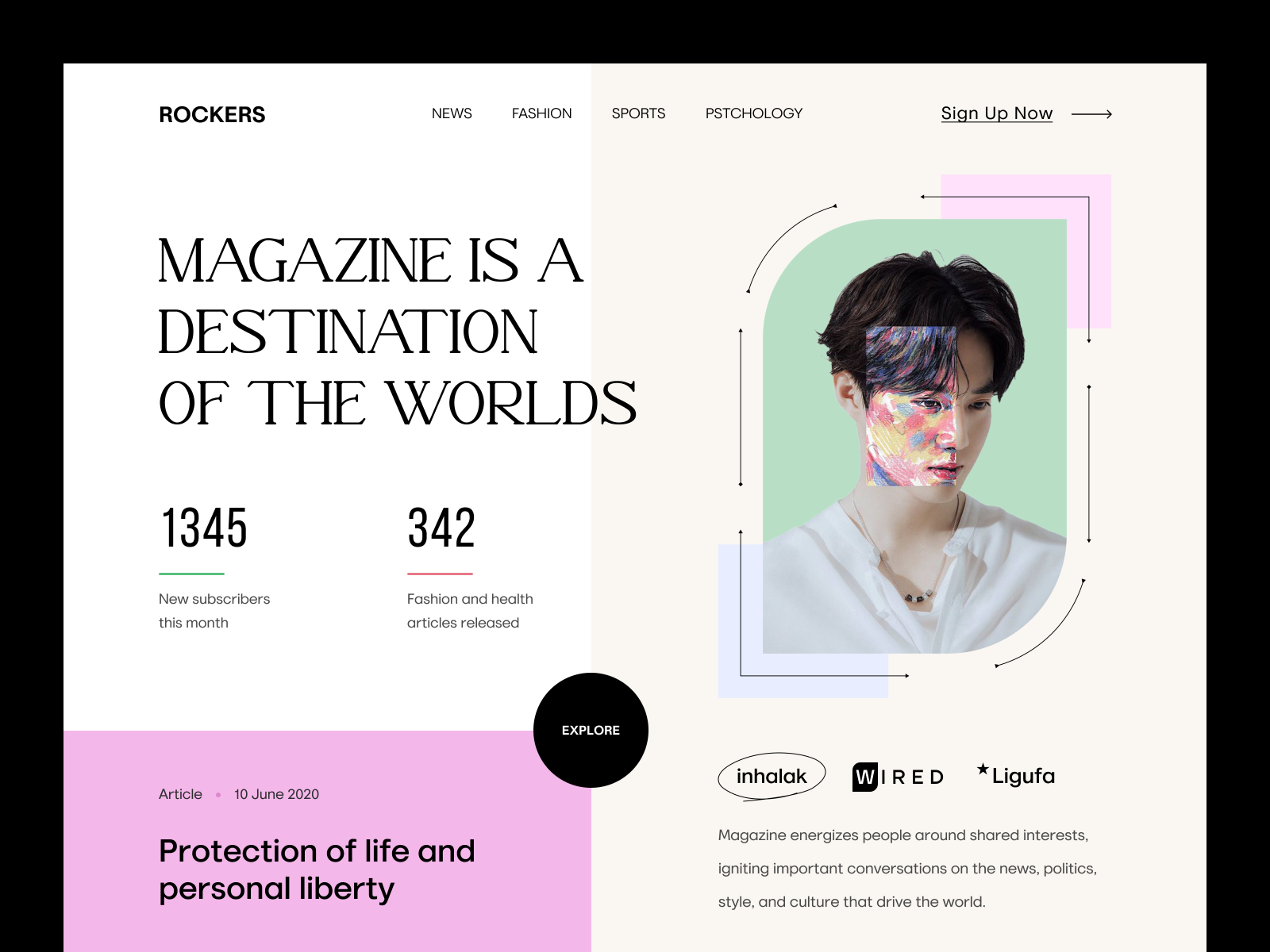 Magazine Web header Design by Glow for Piqo Studio on Dribbble