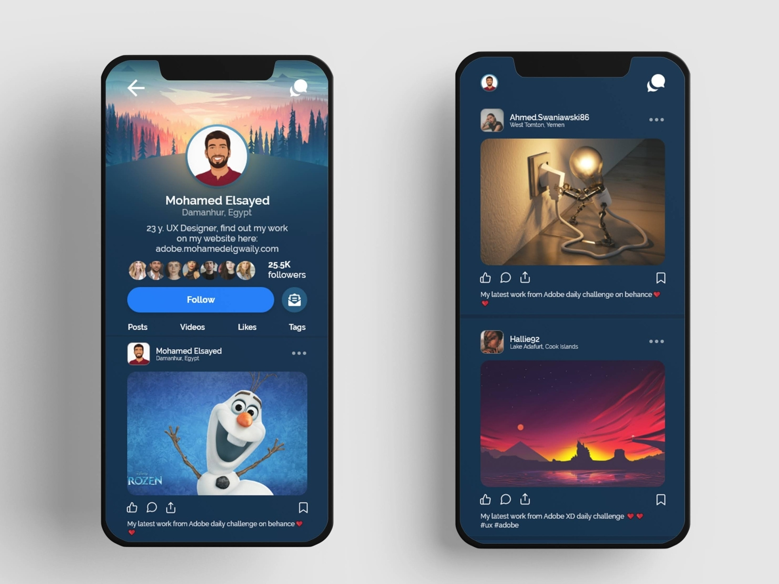 Social Media App by MohamedElGwaily on Dribbble