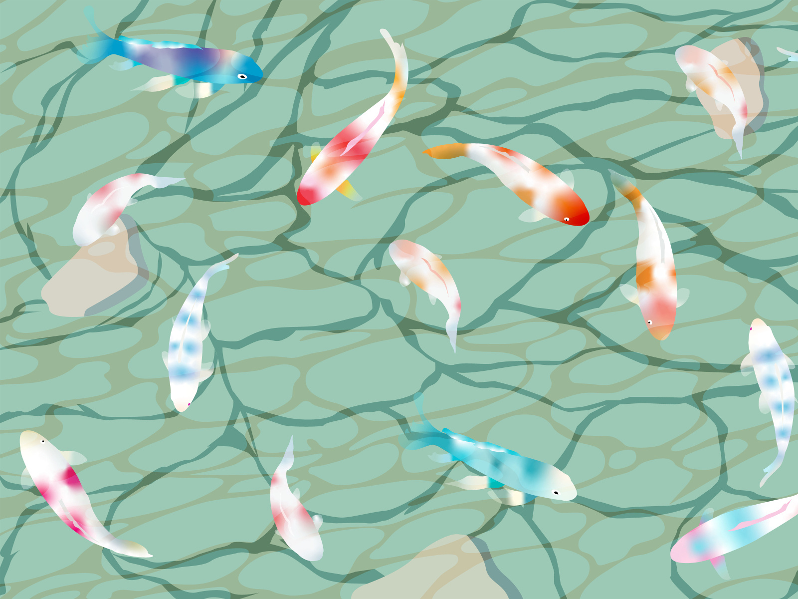 Koi Fish green background by Aaron on Dribbble
