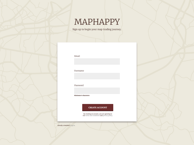 Maphappy Signup Form by Venessa Baez-Jones on Dribbble