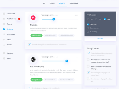 Projects UI by Mandeep Kundu on Dribbble