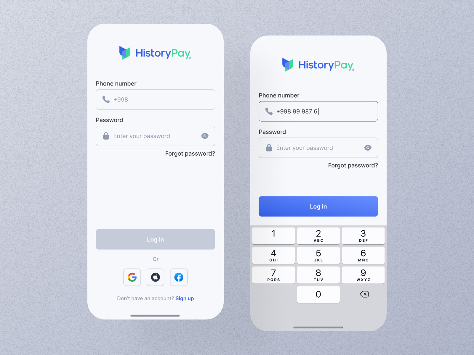Mobile App - Log in page by Ruziev on Dribbble