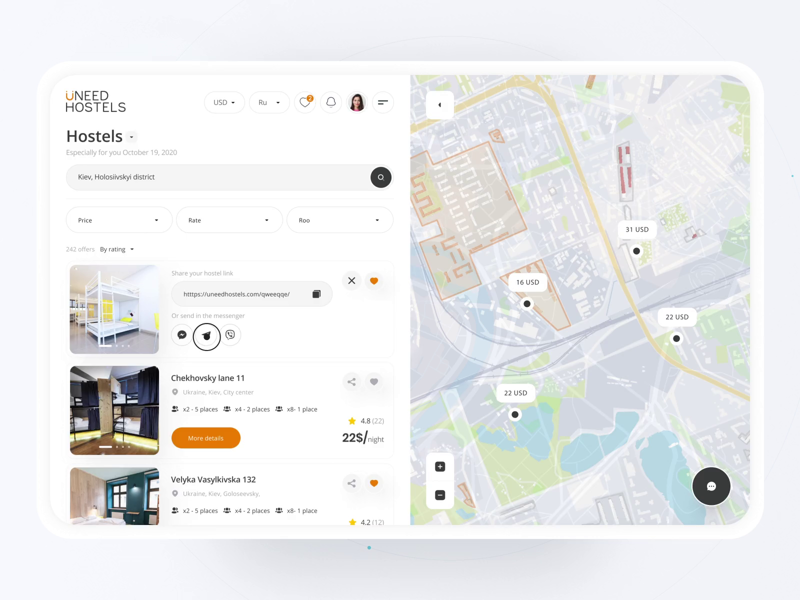Web App | UNeed Hostels by takasho® on Dribbble