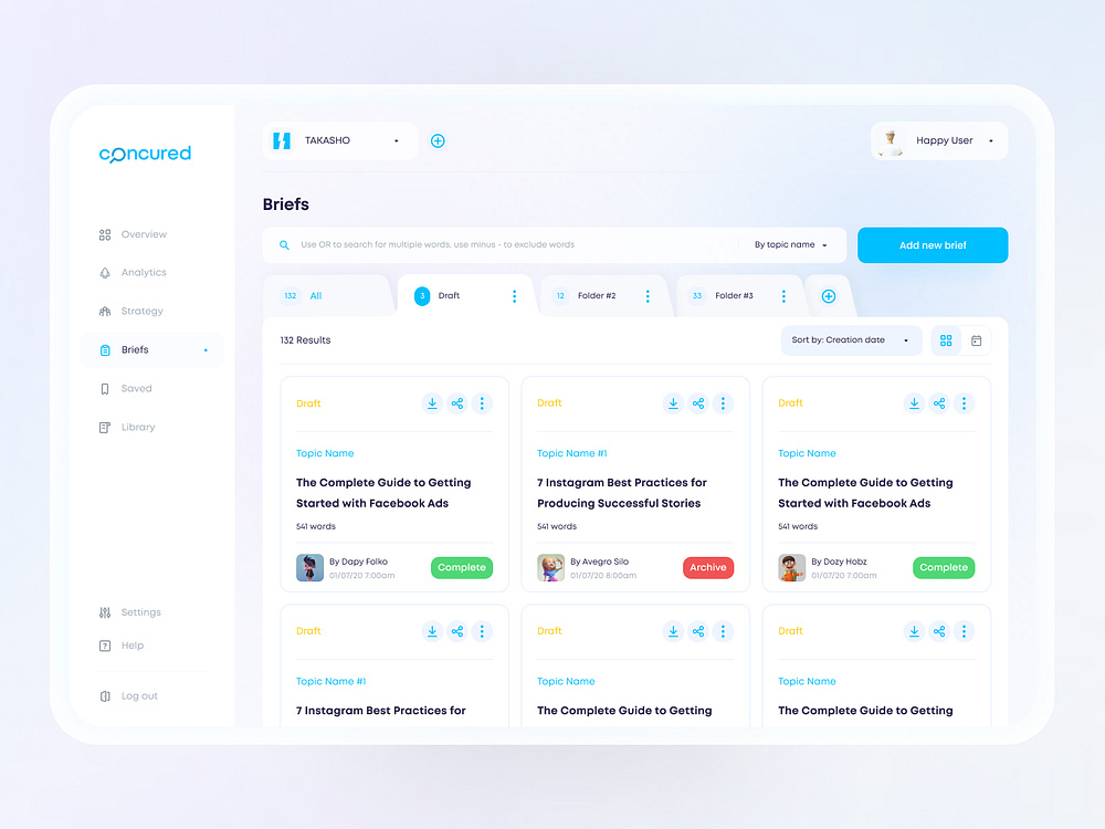 AI Web Dashboard | Concured by Takasho® Agency on Dribbble