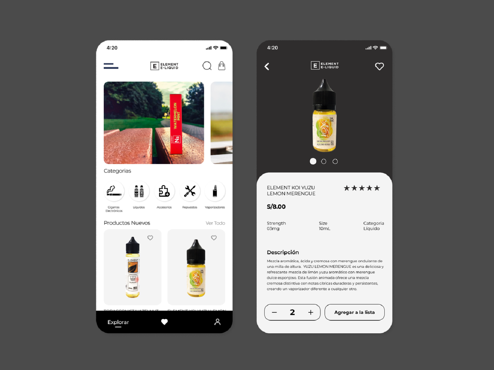 Vape Product Shop App by Wagner Henriquez on Dribbble