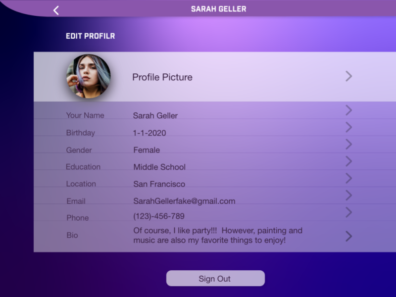 Edit profile page by Meiya Zhang on Dribbble