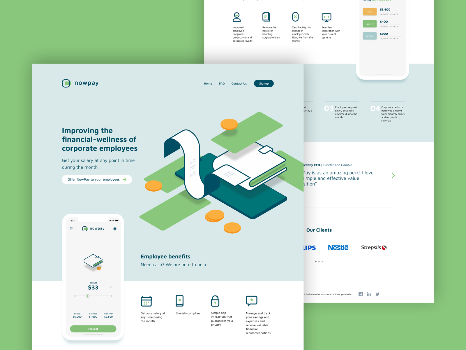 NowPay landing page by sherif Samy on Dribbble
