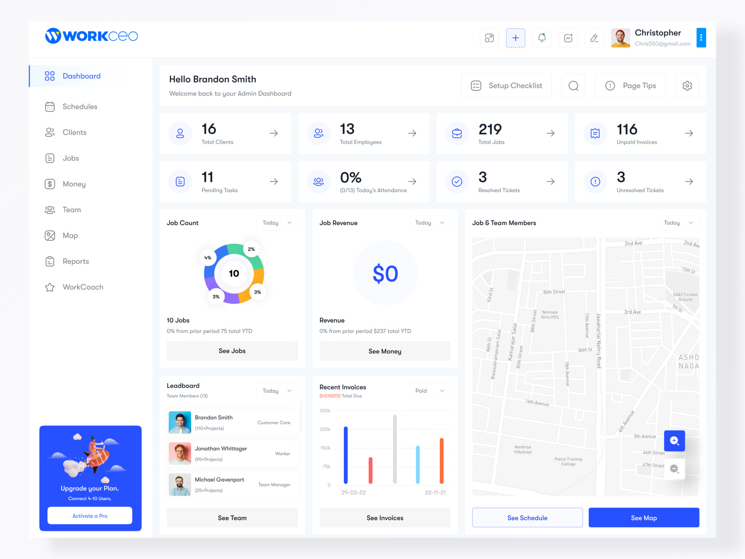 WORKceo Dashboard UI by Zahid Hasan on Dribbble
