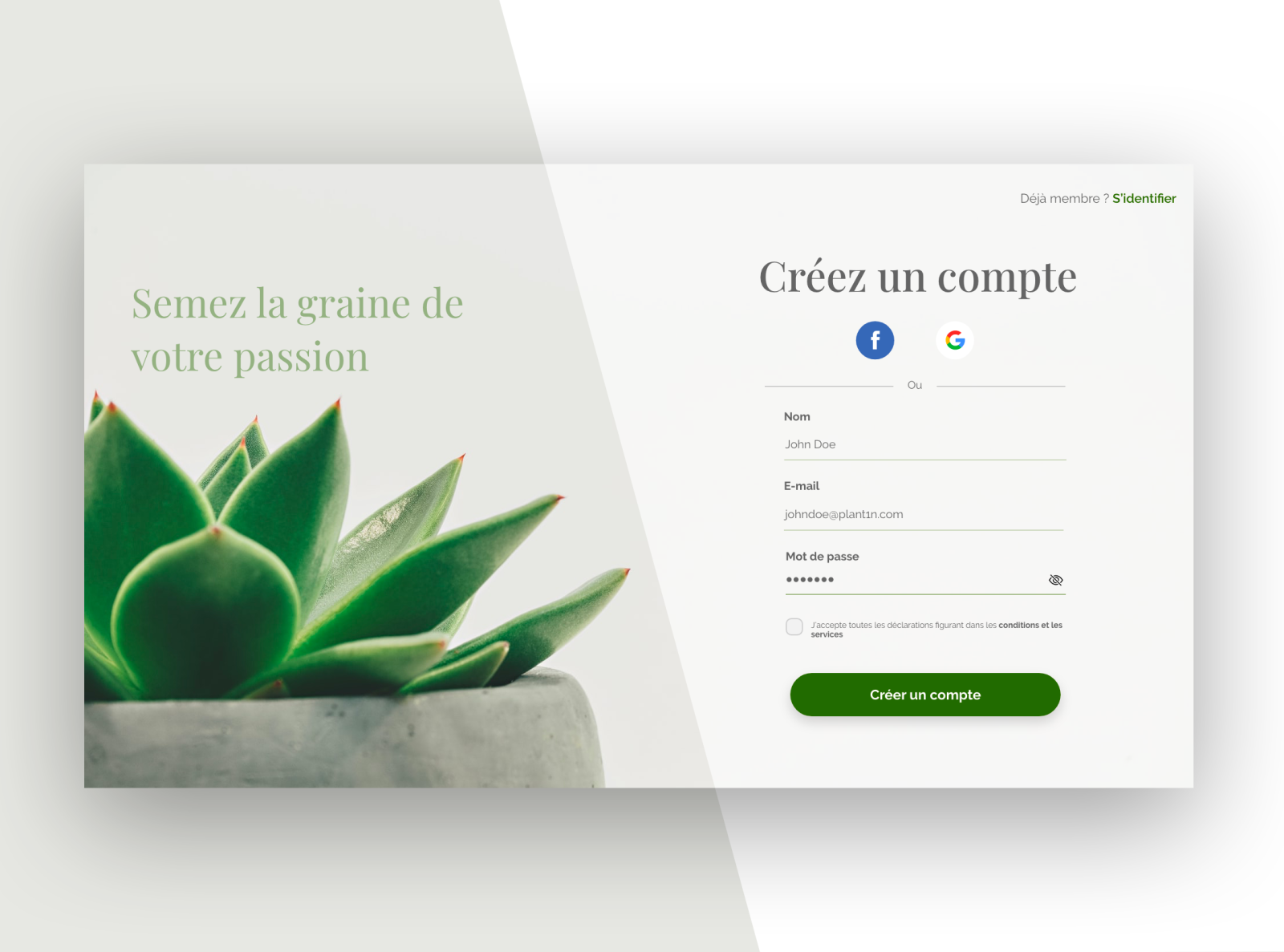 Plant website sign up page | Web Design by Dagga Design on Dribbble