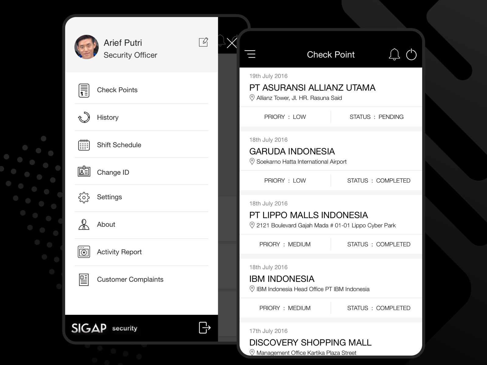 Security app list and menu by ChiragSolanki on Dribbble