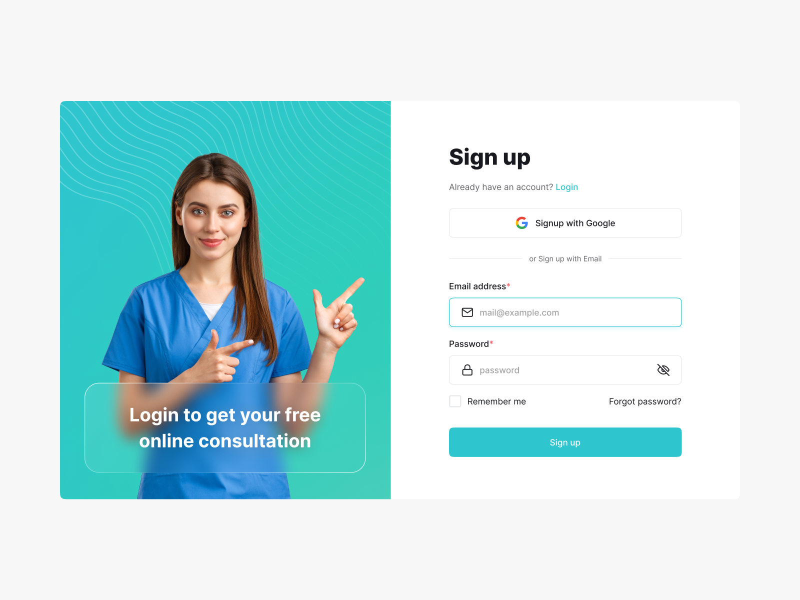 Healthcare Registration Page by Saurav Das on Dribbble