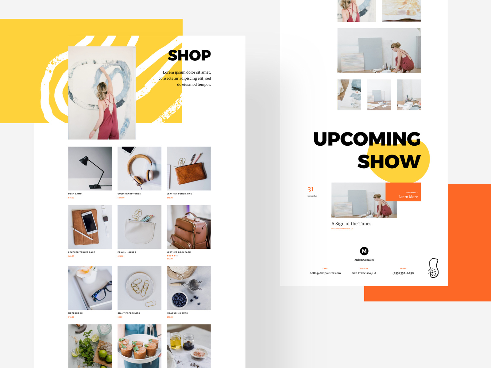 Artist Painter Layout pack | Divi by Ali Sayed for Elegant Themes on ...