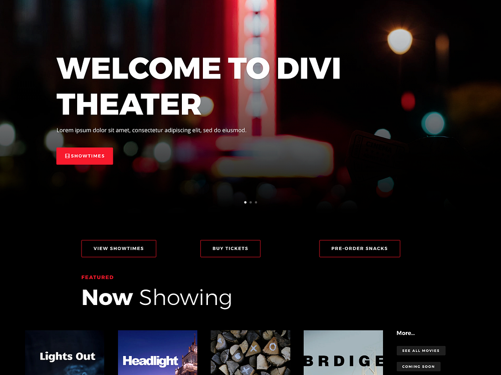 Movie Theatre layout pack | Divi by Ali Sayed for Elegant Themes on ...