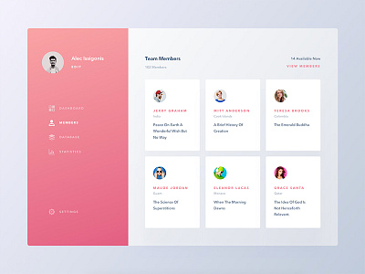 Conceptual Dashboard UI | Team Members Screen by Ali Sayed on Dribbble