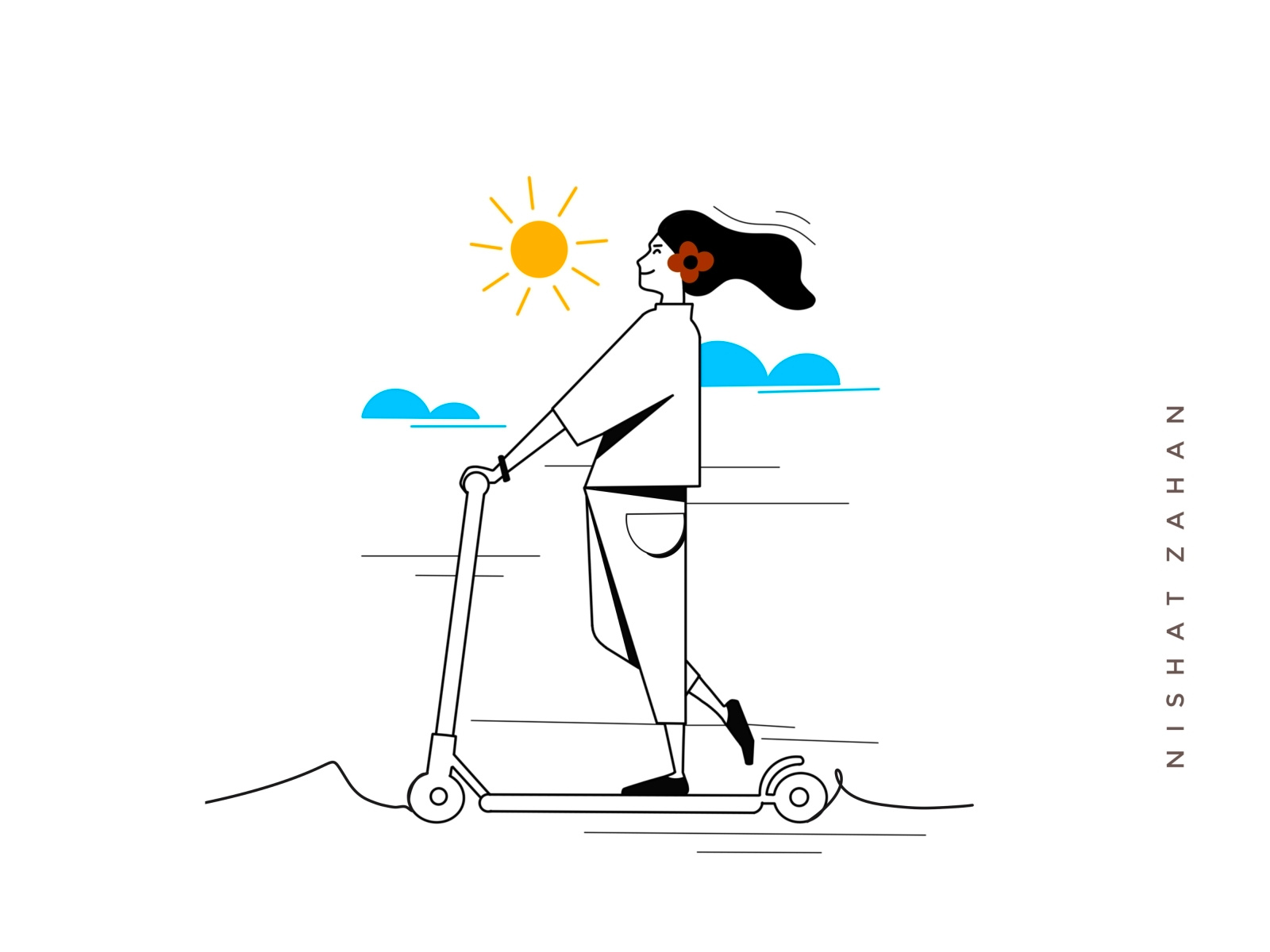 Flat Line Art Illustration by Sketchdesignr on Dribbble