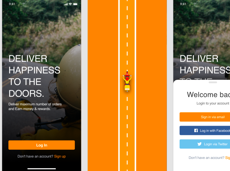 Home Delivery Splash and Login Screens by Pixians Design on Dribbble