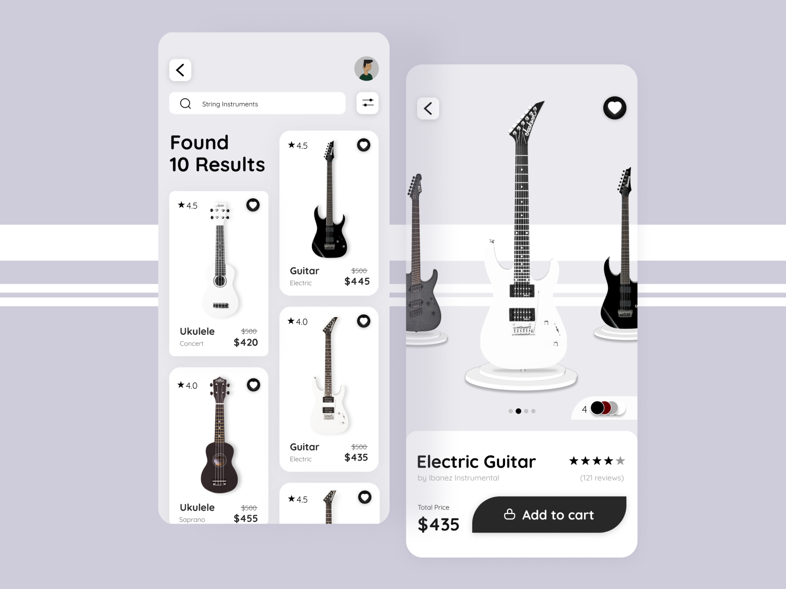 Musical Instrumental app UI design by Henry_design on Dribbble