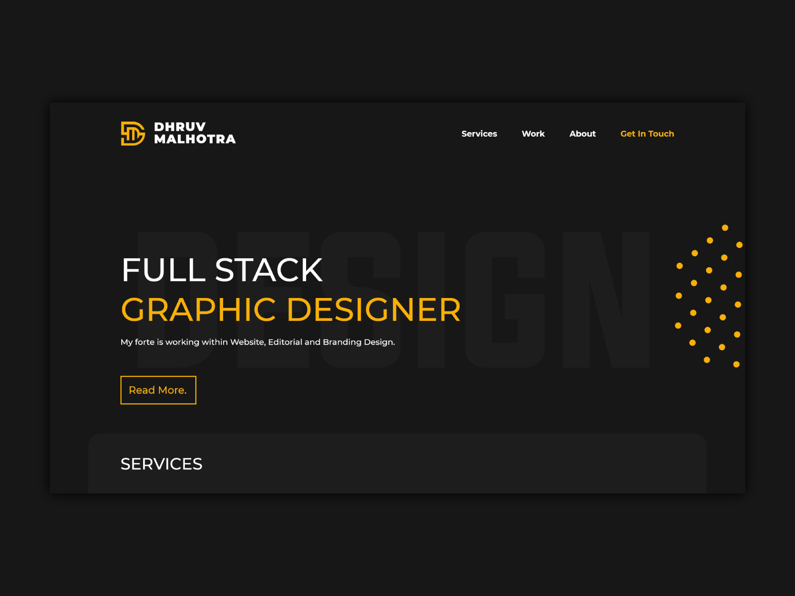 Personal Portfolio Landing Page Design by Dhruv Malhotra on Dribbble