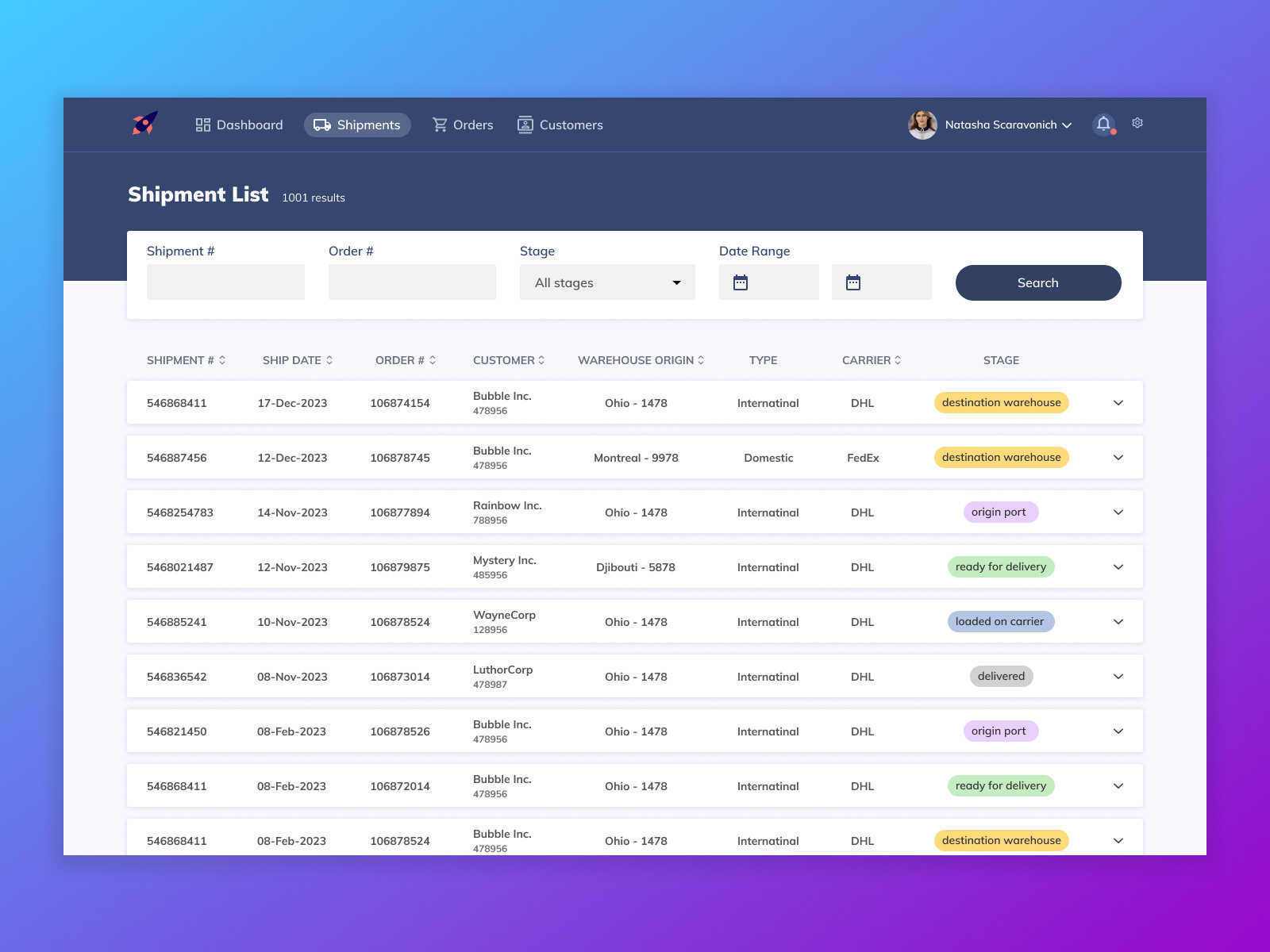 Shipment List by Laura Rittmeister on Dribbble