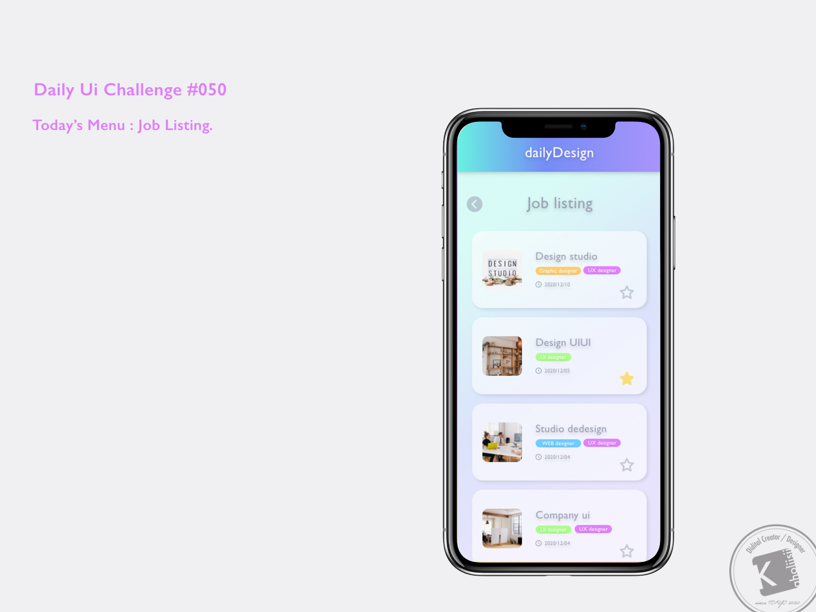 Daily Ui Challenge #050 : Job Listing. by Kaholiisii on Dribbble
