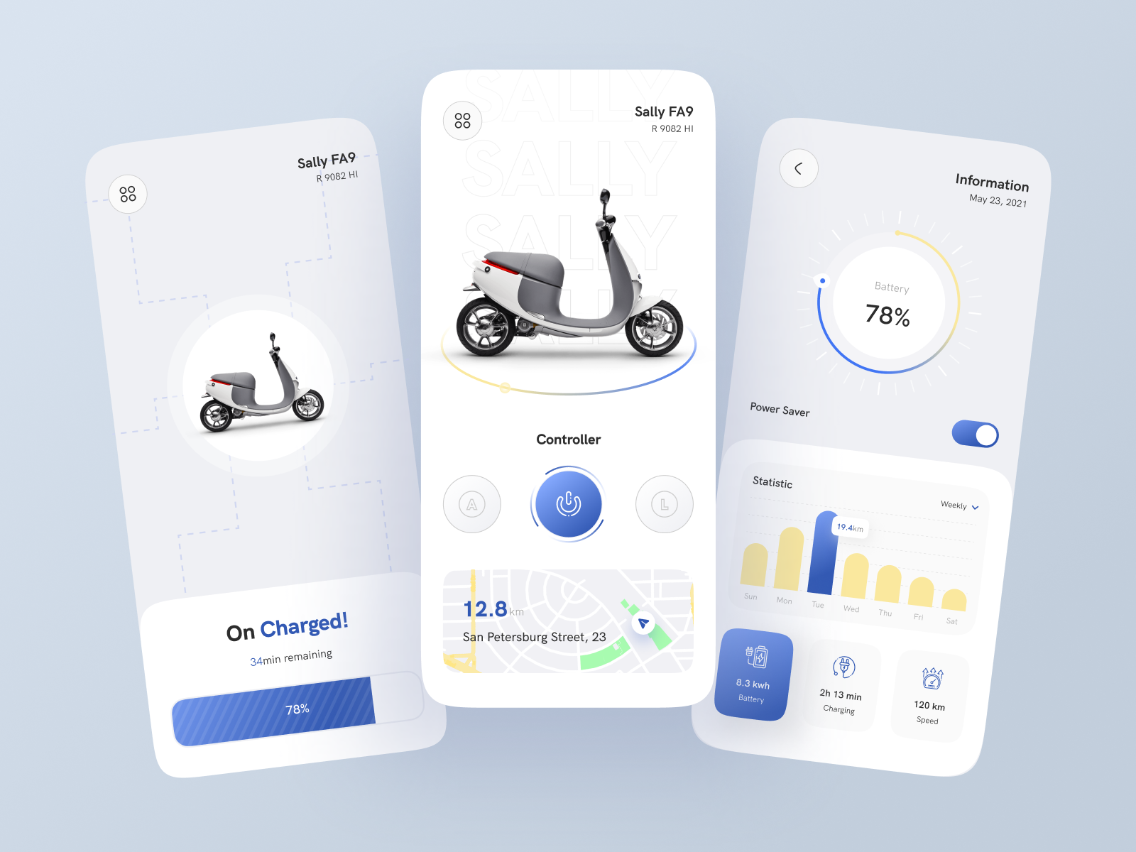 Electric Motorcycle Mobile Apps by Alèn for Vektora on Dribbble