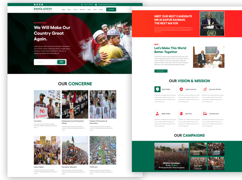 A Political Web Landing Page Design, UI/UX by Saydy Raza Tamim on Dribbble