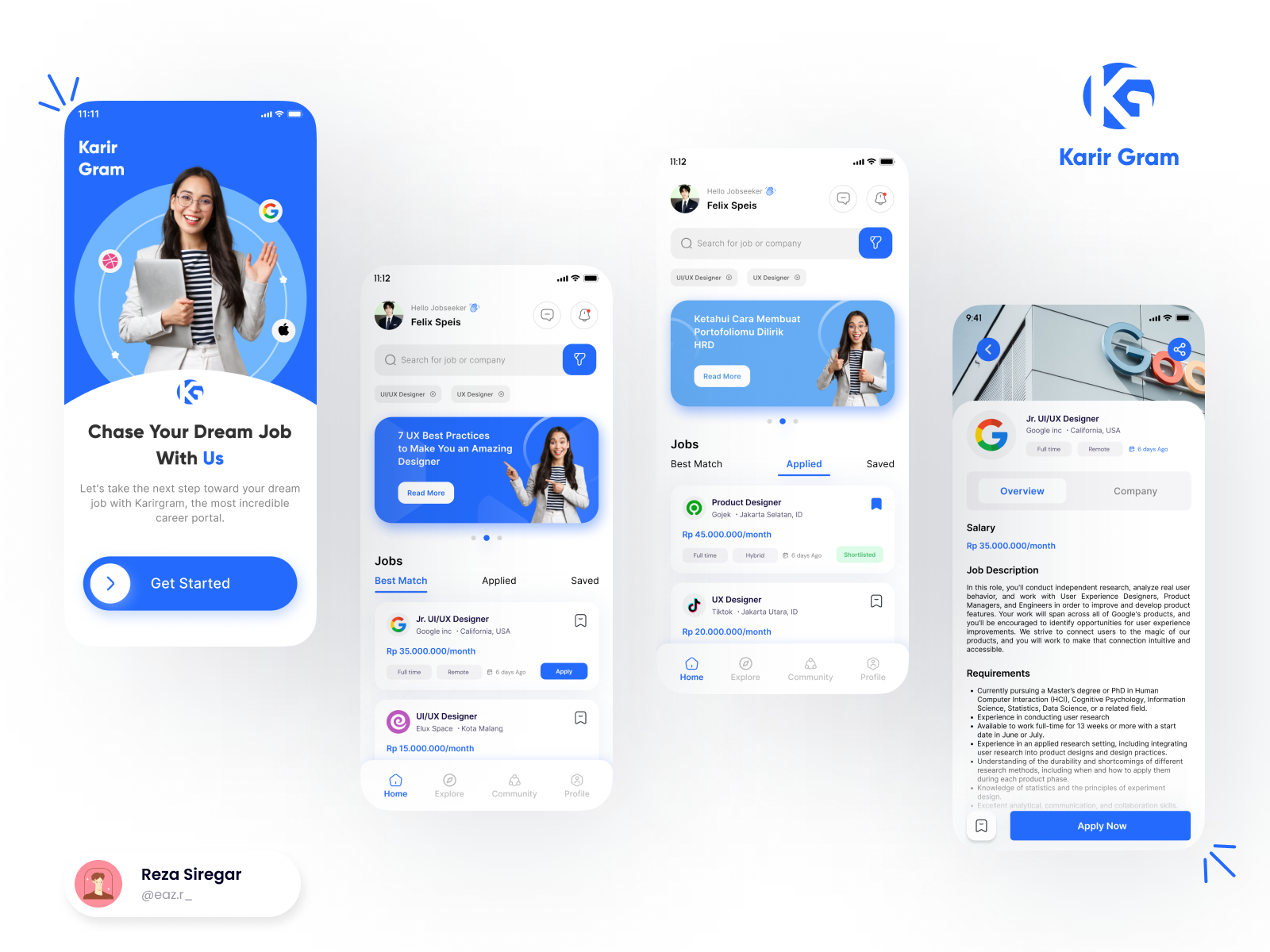 Karir Gram - Job Finder App by Reza Oktovian Siregar on Dribbble
