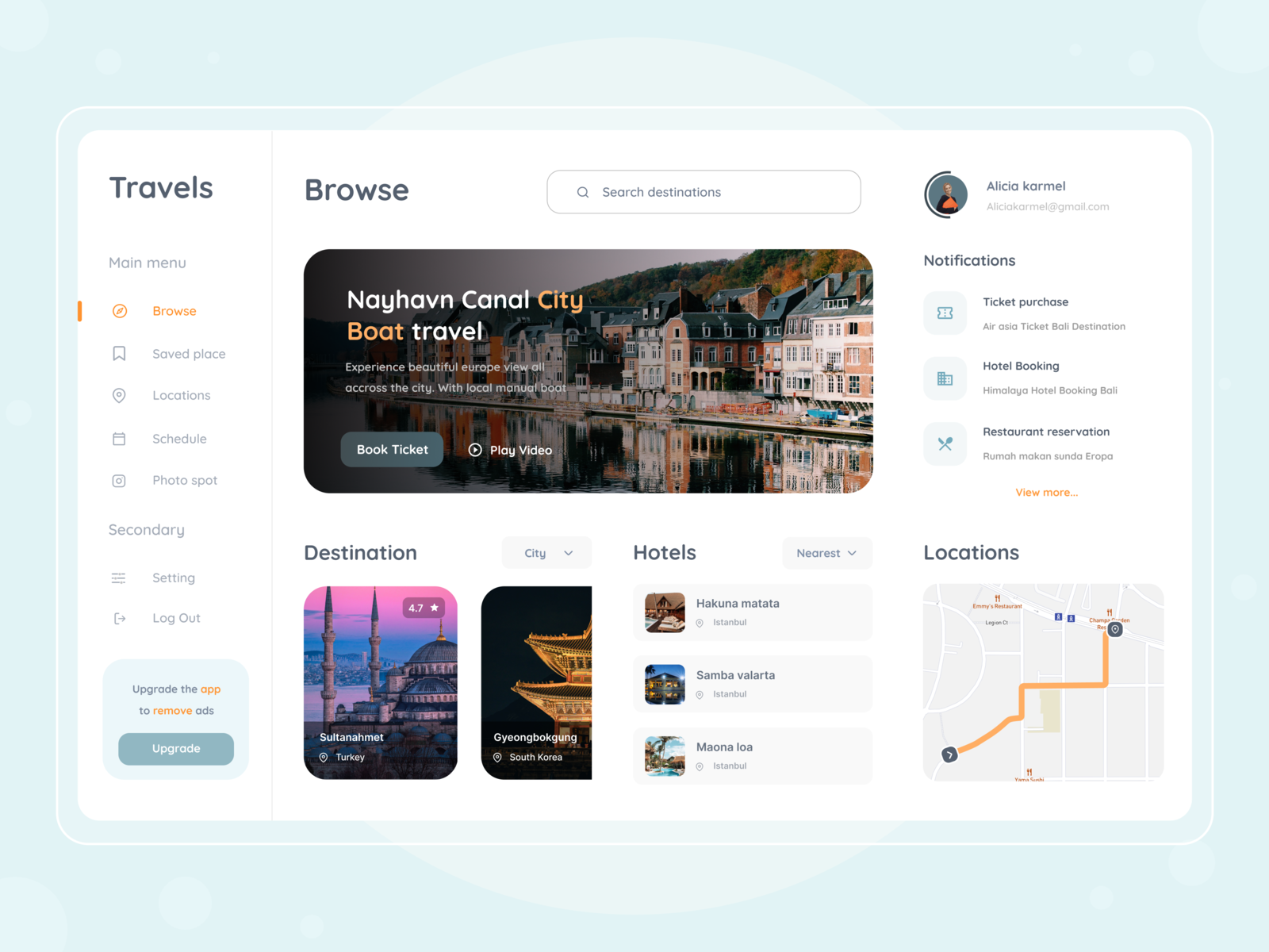Travel booking dashboard by Excel Belmiro for Enver Studio on Dribbble