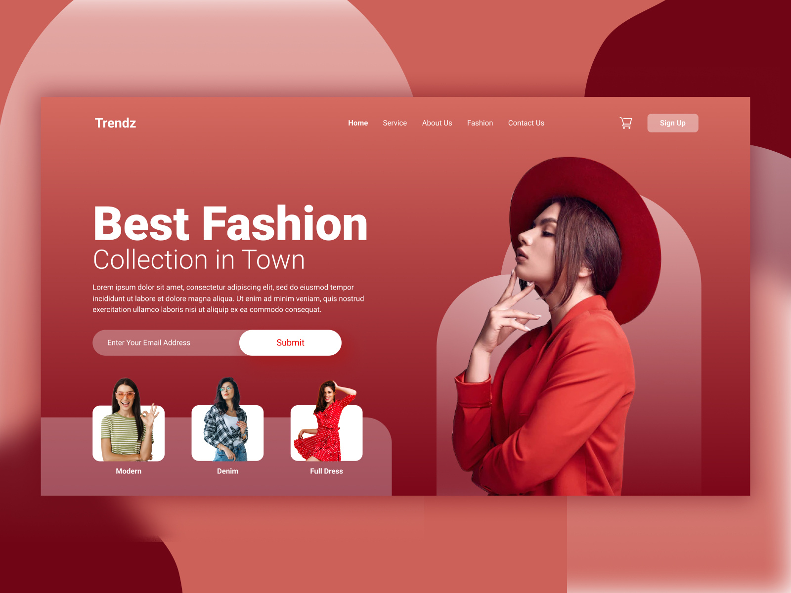 Classy Fashion Landing Page Header by Rahul Manohar on Dribbble
