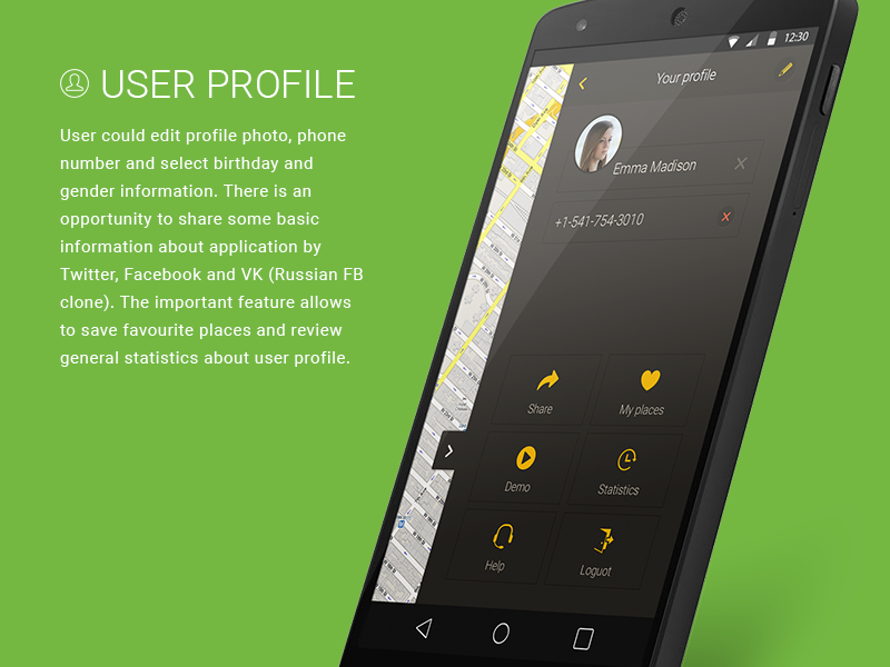 Shark Taxi App. User profile app design concept by Eugene Zaretskiy for ...