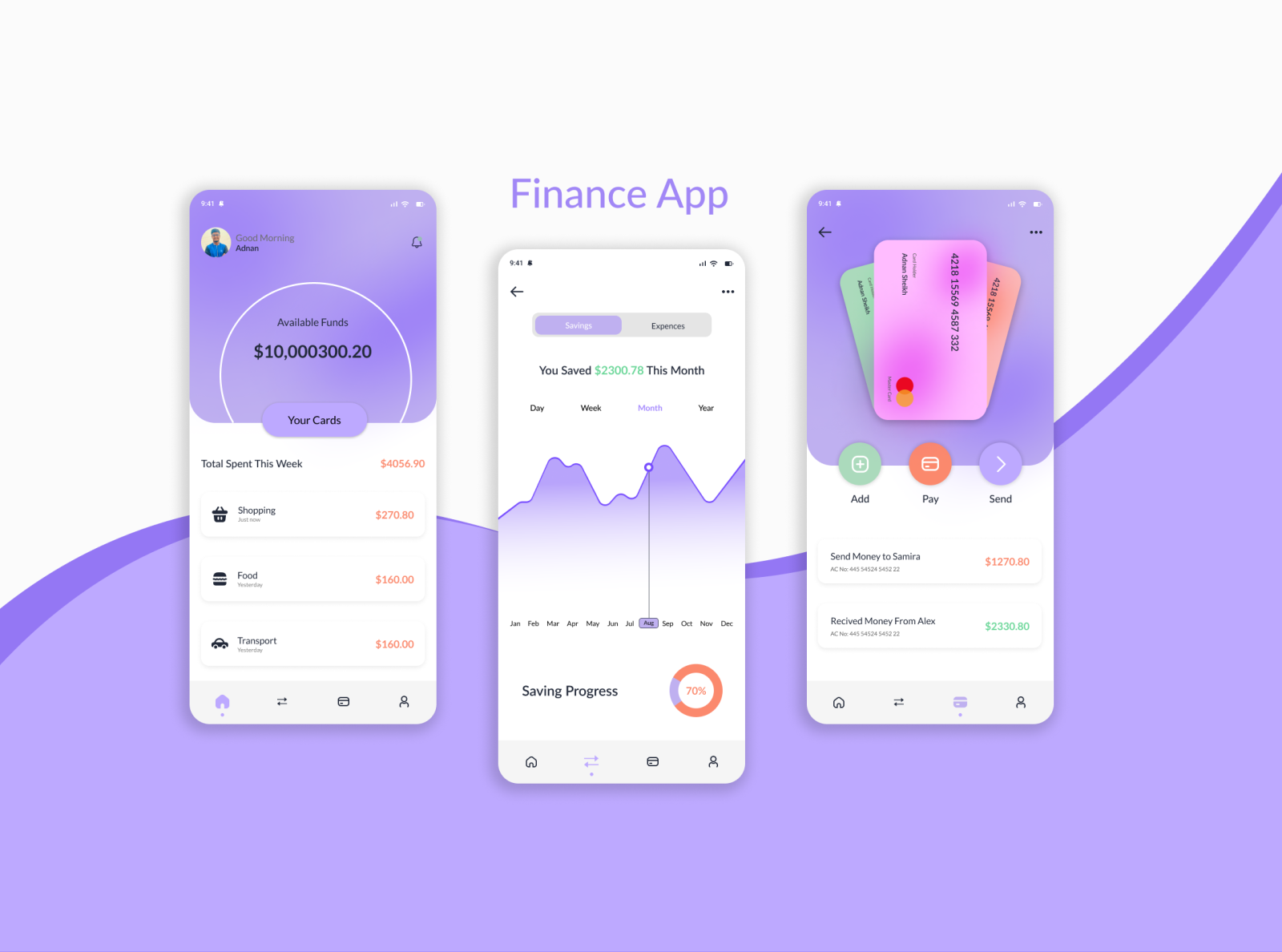Finance App Design by Nur Hossain Shipon on Dribbble