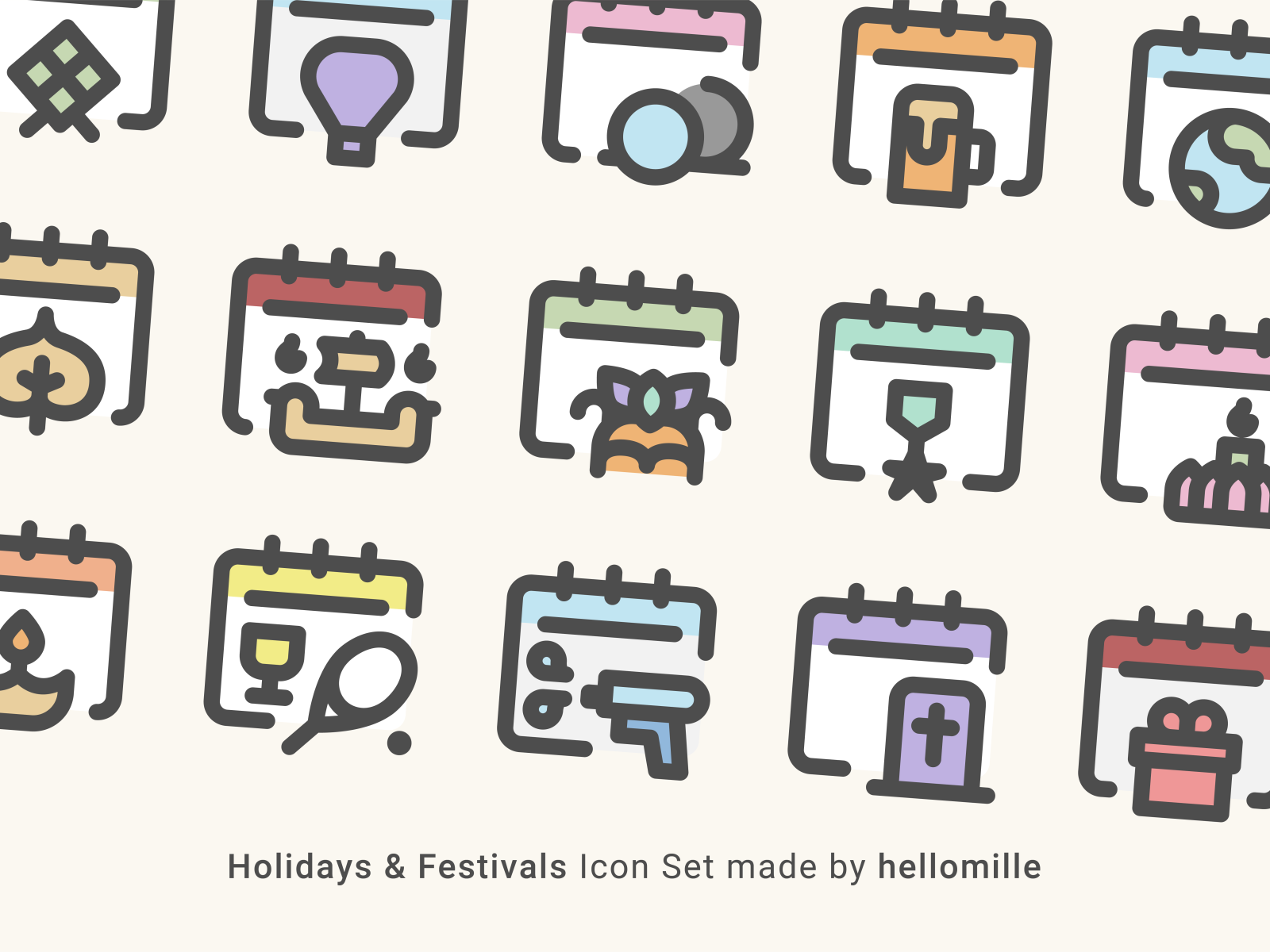 Holidays & Festivals - Icon Set by Aireen Ch on Dribbble