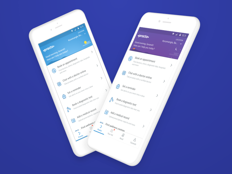 Home Screen Concept by Saransh Solanki for Practo on Dribbble