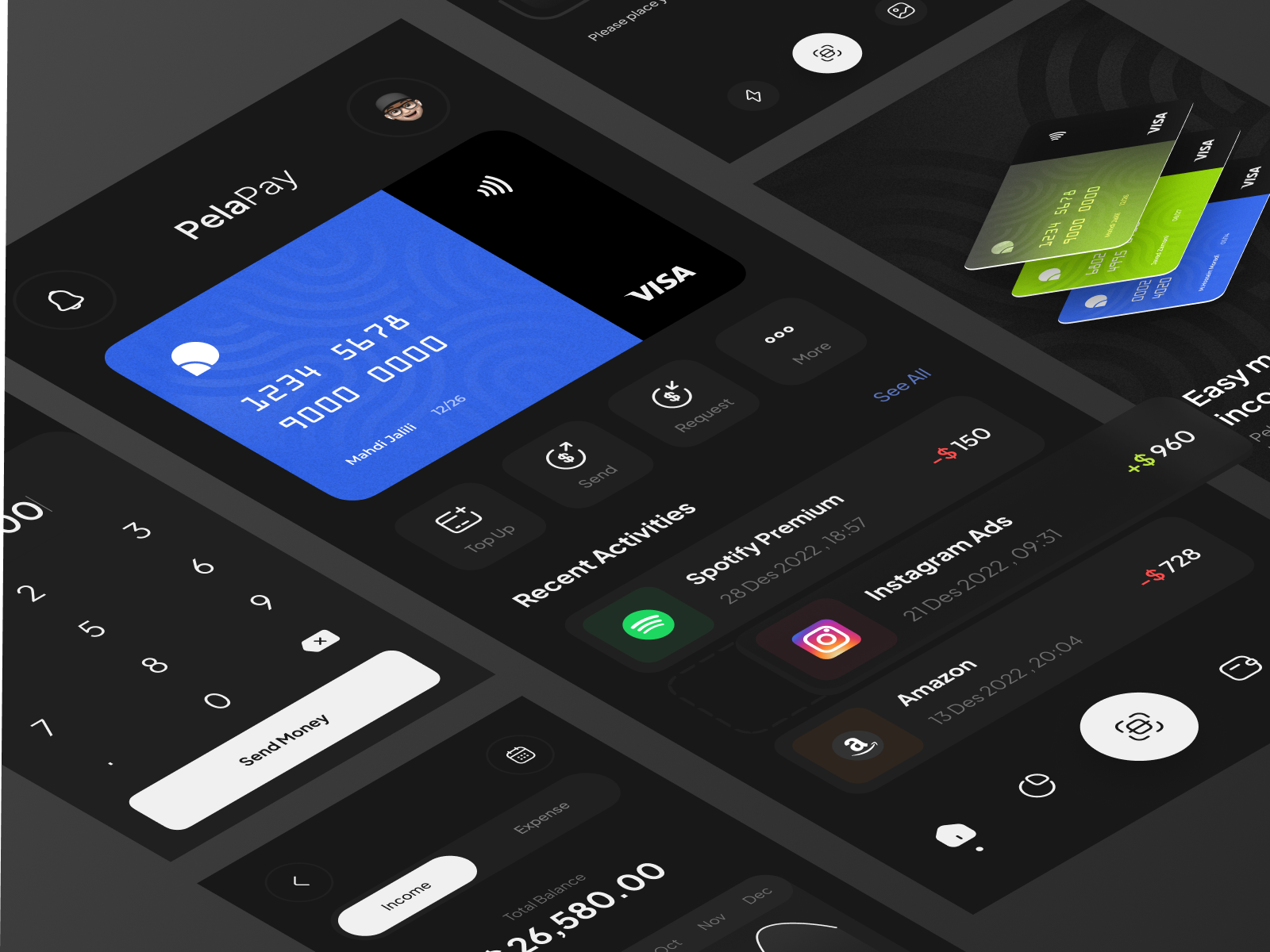 Finance App💵 - Dark Mode by mahdi for Pela Design on Dribbble