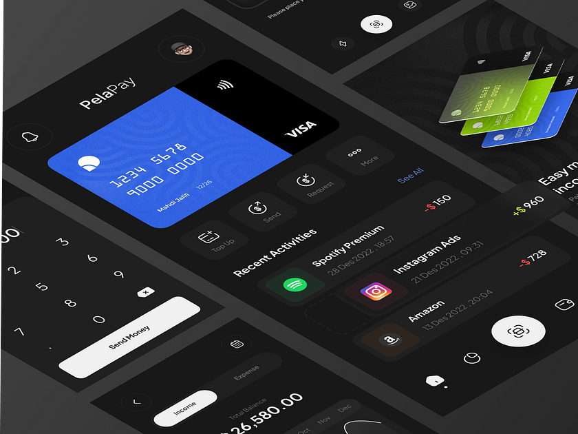 Finance App💵 - Dark Mode by mahdi for Pela Design on Dribbble